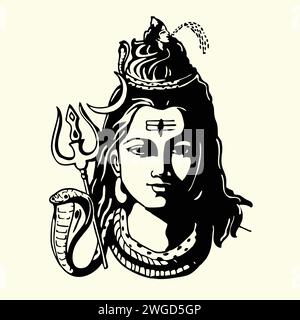 illustration of Lord Shiva, Indian God of Hindu for Maha Shivratri festival of India Stock ...