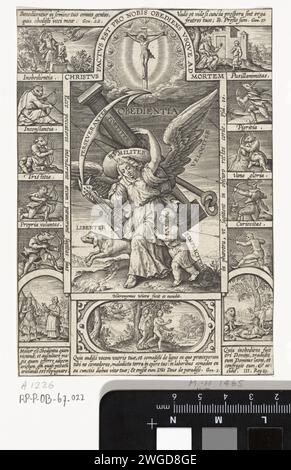 Examples of obedience, Hieronymus Wierix, 1563 - Before 1619 print Christ hangs on the cross ...