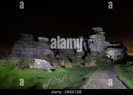 Brimham Rocks National Trust site at night in North Yorkshire,UK Stock ...