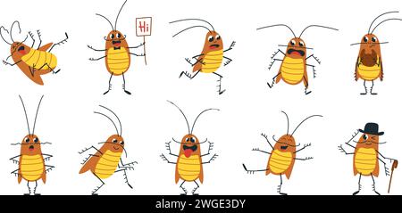Set of various insect cartoon characters illustration Stock Vector ...