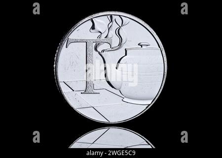 The letter 'T' for Teapot that features on the 2018 A to Z 10 pence ...