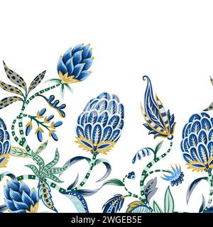 Chintz border with flowers and leaves. Vector Stock Vector Image & Art ...