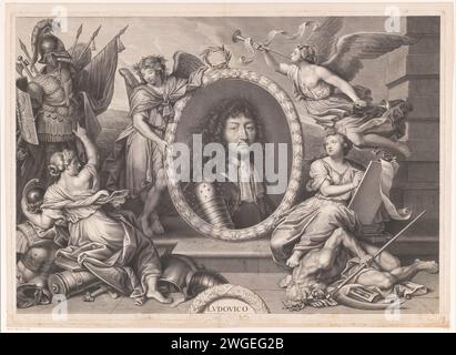 Allegorical Portrait of Louis XIV (top part), François de Poilly (I ...