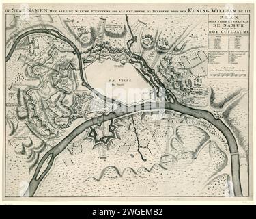 Map of the reinforcements of Namur at the siege in 1695, Anonymous, 1695 print Plan of the city ...