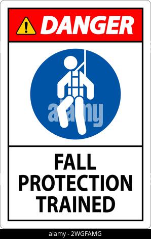 Hard Hat Decals, Danger Fall Protection Trained Stock Vector Image ...