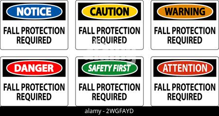 Danger Sign, Fall Protection Required Stock Vector Image & Art - Alamy