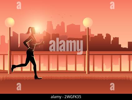 Vector illustration of a female figure jogging Stock Vector Image & Art ...