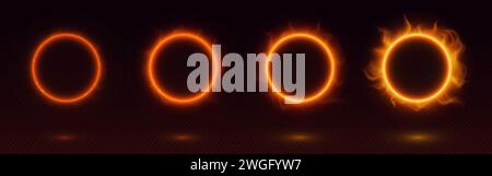 Circle fire frames set isolated on transparent background. Vector ...