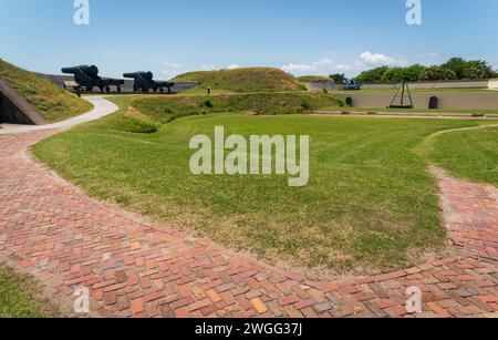 Fort Moultrie, small fortifications and ammunitions bunkers that run ...