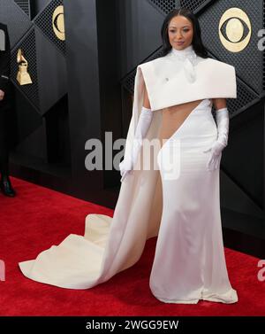 Kat Graham arrives at the 66th annual Grammy Awards on Sunday, Feb. 4 ...