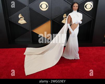 Kat Graham arrives at the 66th annual Grammy Awards on Sunday, Feb. 4 ...