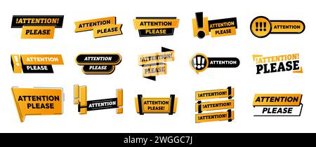 Important message banners. Text information, attention please notice ...