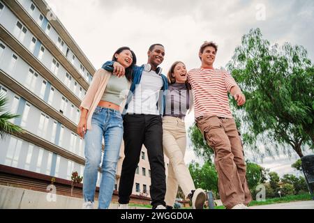 Conversation of classmates Stock Photo - Alamy