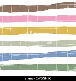 Retro dull dirty colors horizontal stripes vector pattern. Hand drawn ...