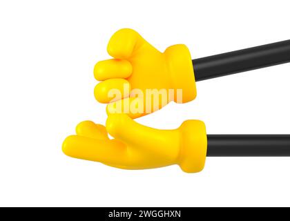 Yellow cartoon help gesture asl. Hand gesture,palm and fist isolated ...
