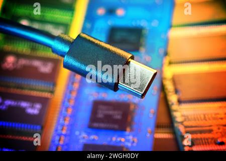 USB-C plug above computer boards Stock Photo - Alamy