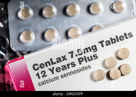 Cenlax (Calcium Sennoside) natural laxative tablets Stock Photo - Alamy