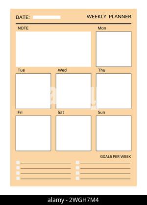 Monthly Goals. Vector Template for Agenda, Planner and Other Stationery. Printable Organizer for ...