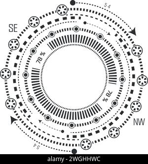 Mechanical scheme, drawing with circles and geometric parts of ...