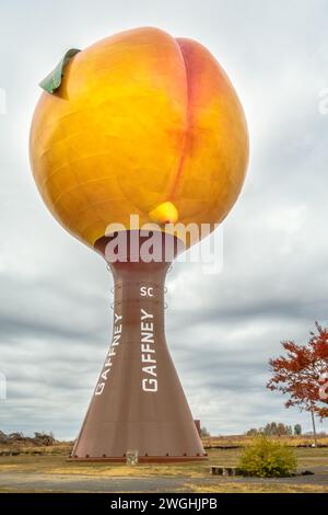 Gaffney, SC, US-November 3, 2023: The Peachoid is an iconic water tower ...