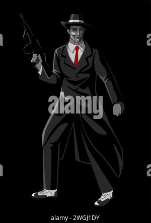 Gangster Machine Gun Vector. Illustration Isolated On White Background ...