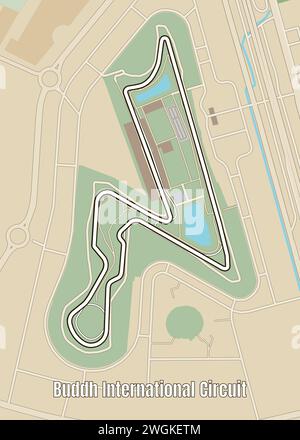 Buddh circuit, India. Motorsport race track vector map Stock Vector ...