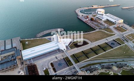 Aerial photograph of Milwaukee, Wisconsin, USA at sunset Stock Photo ...