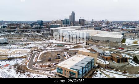 Aerial photograph of Omaha, Nebraska on a beautiful morning Stock Photo ...