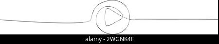 Continuous line drawing of play button. Isolated on white background ...