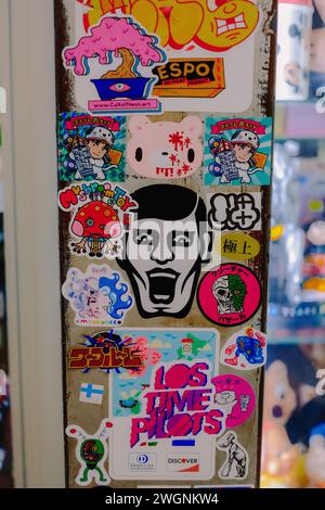 Tokyo street art, stickers, Tokyo, Japan Stock Photo - Alamy