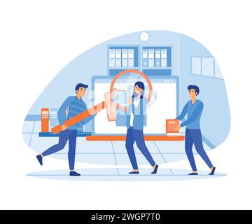 young businesswoman with magnifying glass vector illustration design ...