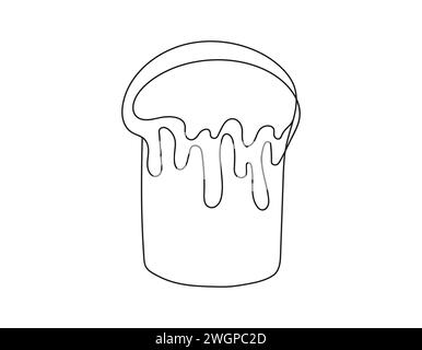 Continuous line drawing of an Easter Kulich cake with colored icing. Traditional Ukrainian ...