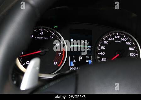 Modern digital instrument cluster and dashboard of the new Porsche 911 ...