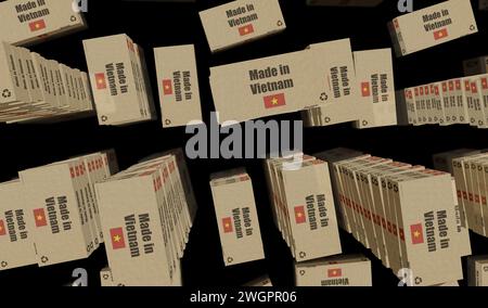 Made in Vietnam box production line. Manufacturing and delivery ...