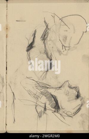 Men's heads, in profile. Page 16 from a sketchbook with 19 sheets Stock ...