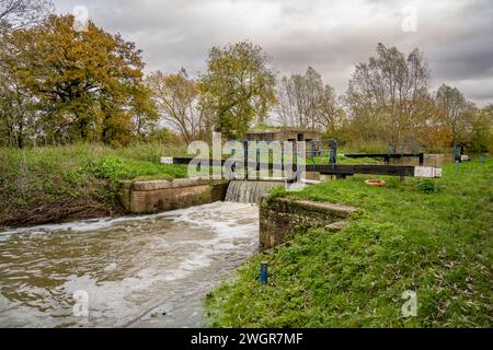 Cuton Lock on the River Chelmer flooded by winter rain in 2023 Stock ...