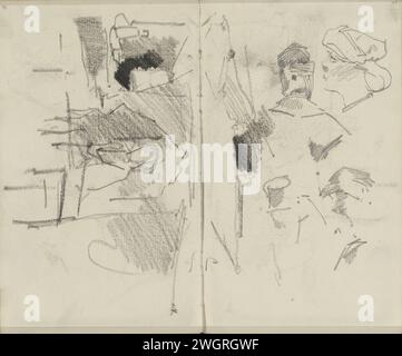Page 56 from a sketchbook with 31 pages, Lane with veiled figures in ...