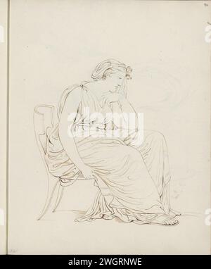 Sitting woman in a grieving position, 1813 The woman wears a tunic and ...