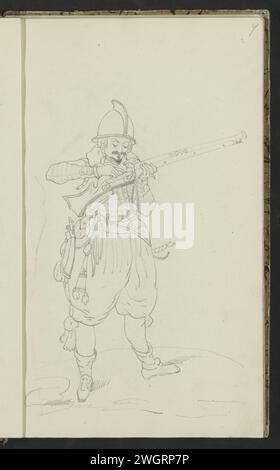 Soldier who loosens his wick from the rooster from his musket, Jacques ...