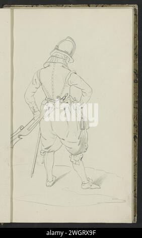 Soldier who wears his musket on his left shoulder and holds his furkey ...