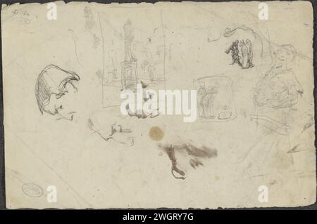 Figure studies and a cityscape with a statue Stock Photo - Alamy