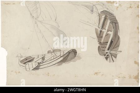 Two sketches of a sailing barge Stock Photo - Alamy