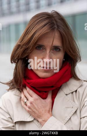 Headshot portrait of serious mature woman on grey background Stock ...