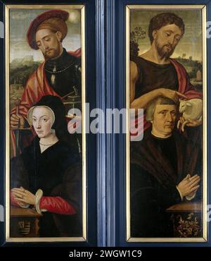 Right panel of a triptych: kneeling donors, anonymous, c. 1800 - c. 1900 drawing paper. ink ...