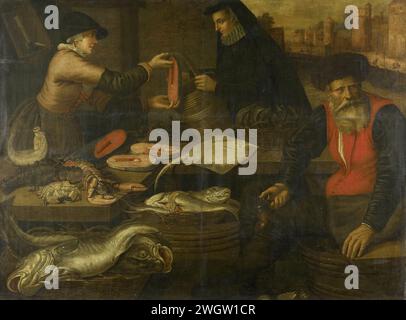 Fishmongers, Fishmongers. A fish stable where a young woman sells a ...