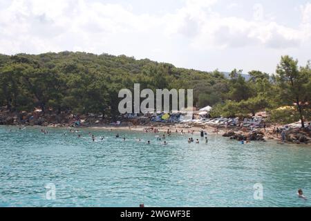 The beach at Sedir Island also known as Cleopatra Island in Mugla ...