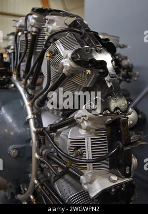 A Wright Cyclone aircraft engine on display at the British Columbia ...