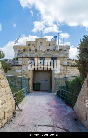 The polygonal Saint Lucian Tower (Fort San Lucian) in Marsaxlokk, Malta ...