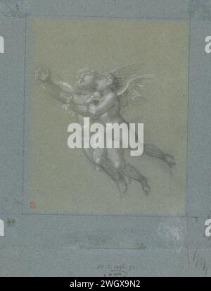 Two flying putti, Pierre Prud'hon, 1798 - 1801, paper, chalk, h 266 mm ...