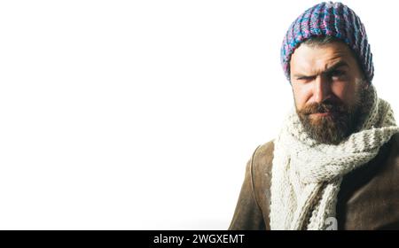 Banner for winter sale with warm clothes on grey background Stock Photo ...